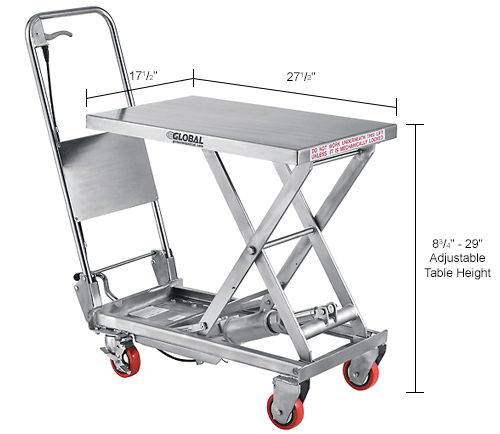 Global Industrial™ Stainless Steel Mobile Scissor Lift Table 27 x 17 ...