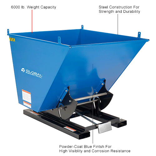Global Industrial™ Steel Self-Dumping Forklift Hopper W/Bump Release,3 ...