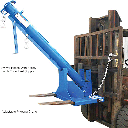 Global Industrial™ Adjustable Pivoting Forklift Jib Boom Crane, 86-5/8 ...