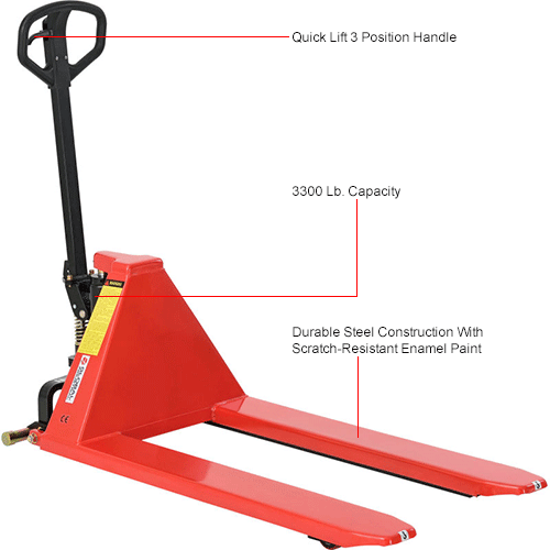 Global Industrial™ Manual High-Lift Skid Jack Truck, 3300 Lb. Capacity ...