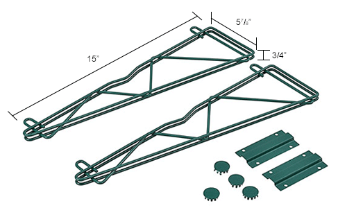 Nexel® Poly-Green® Single Arm Fixed Wall Bracket, 21" (Pair)