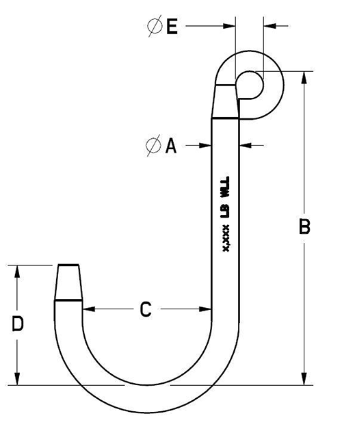 M&W 1/2" Long Reach Foundry Hook 500 Lb. Capacity