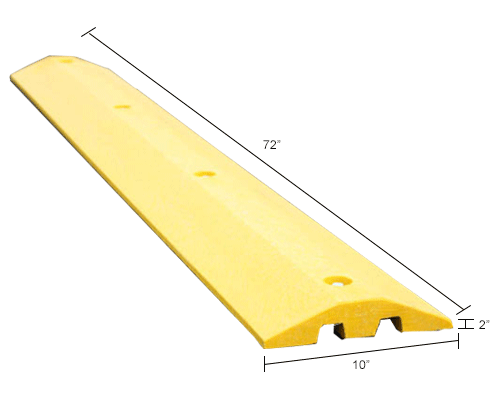 Yellow Speed Bump with Cable Protection & Hardware - 72" Long
