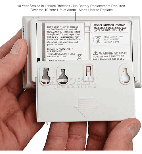 Kidde C3010D Worry-Free CO Alarm with Digital Display, 10-Year Sealed Lithium Battery Operated