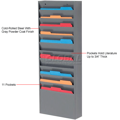 Global Industrial™ 11 Pockets - Medical Chart Hanging Wall File Holder ...