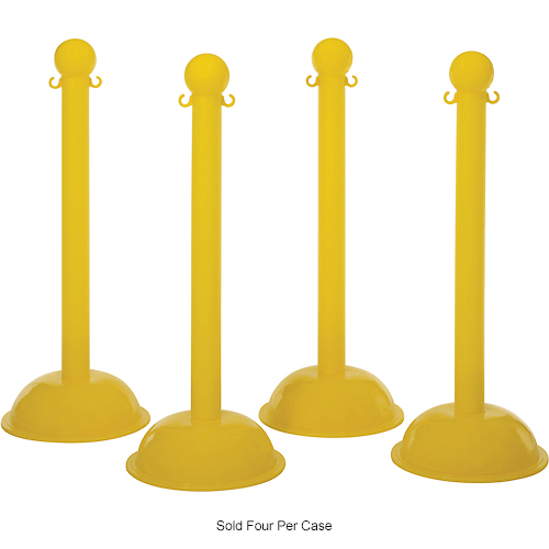 Mr. Chain Heavy Duty Plastic Stanchion Post, Plastic, 41"H, Yellow, 4 Pack