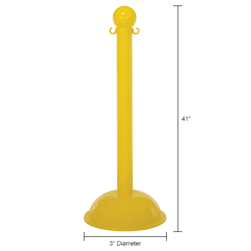 Mr. Chain Heavy Duty Plastic Stanchion Post, Plastic, 41"H, Yellow, 4 Pack