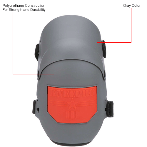 Sellstrom Knee Pro Ultra Flex III Knee Pad, Gray Shell, Orange Strip ...