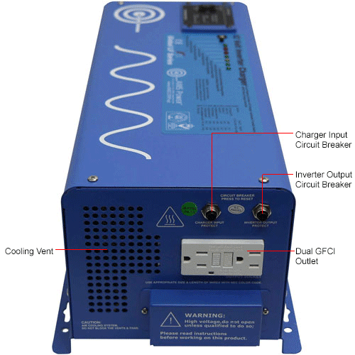 AIMS Power 3000 Watt Pure Sine Inverter Charger, PICOGLF30W12V120VR
