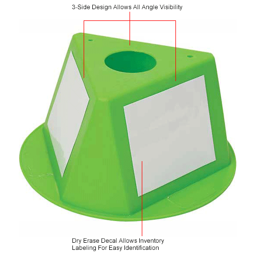 Inventory Control Cone W/ Dry Erase Decals, Lime