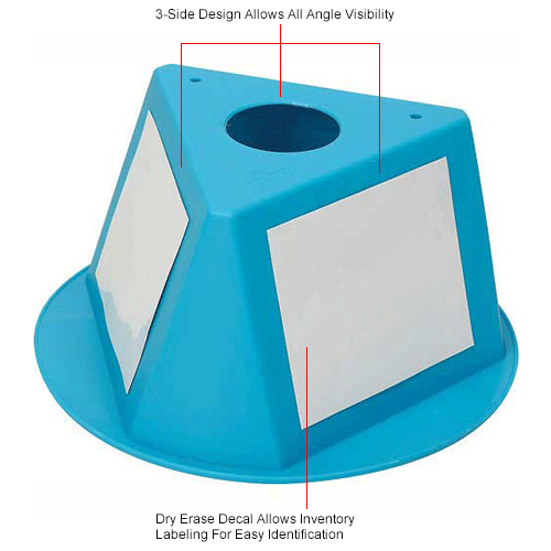 Inventory Control Cone W/ Dry Erase Decals, Turquoise