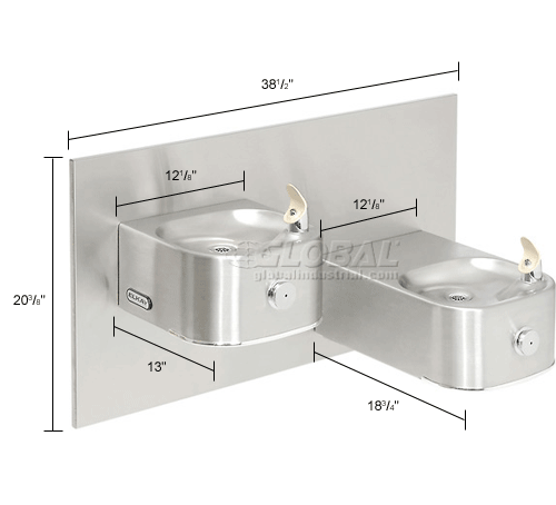 Elkay® 2 Station Wall Mount Drinking Fountain w/ Cane Apron, ADA ...