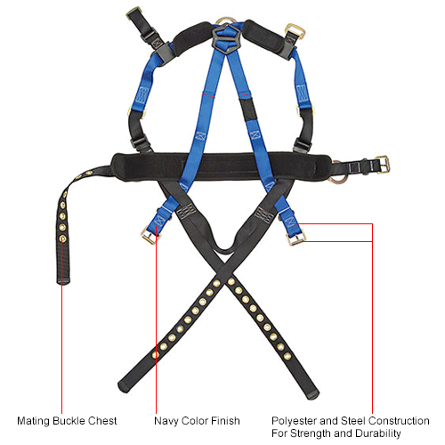 FallTech® 7073LX Foreman 3-D Full Body Harness, 3 D-rings, Size L/XL