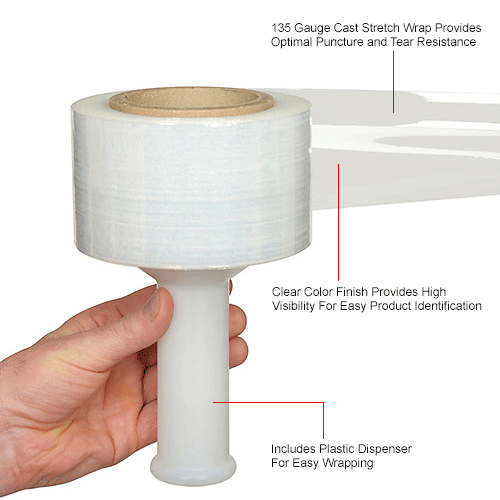 Banding Stretch Wrap, Cast, 135 Gauge, 3"Wx650'L, Clear - Pkg Qty 18