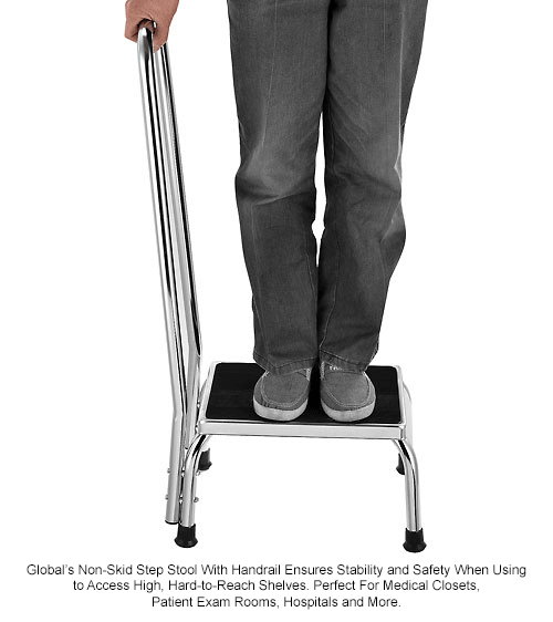 Global Industrial™ Medical Step Stool With Handrail, Non-Skid Rubber ...