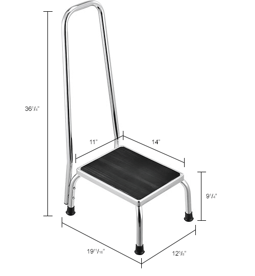 Global Industrial™ Medical Step Stool With Handrail, Non-Skid Rubber ...