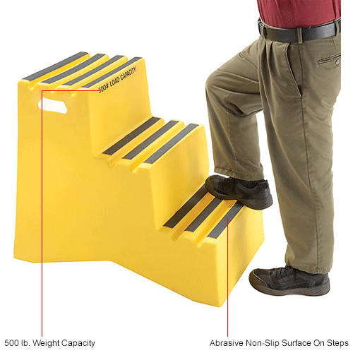 3 Step Plastic Step Stand - Yellow 20"W x 33-1/2"D x 28-1/2"H - ST-3 YEL