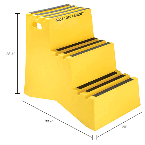 3 Step Plastic Step Stand - Yellow 20"W x 33-1/2"D x 28-1/2"H - ST-3 ...