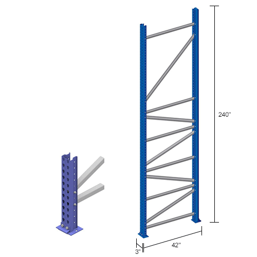 Interlake Mecalux Pallet Rack Tear Drop Upright Frame, Bolted, 240"H x ...