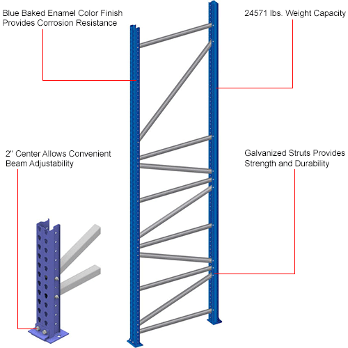 Interlake Mecalux Pallet Rack Tear Drop Upright Frame, Bolted, 96"H x ...