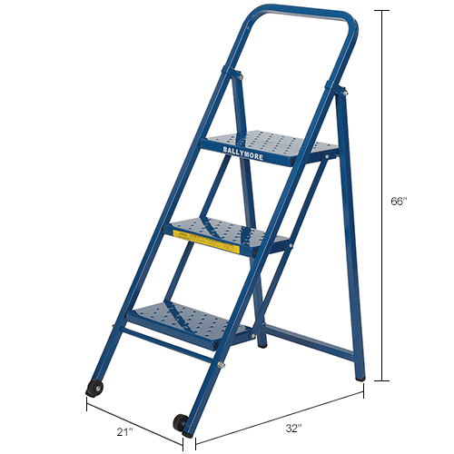 3 Step Thin Line Folding Step Ladder, 300 lb. Capacity, Blue - TL318
