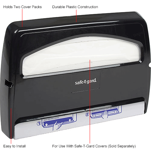 Safe-T-Gard® 1/2-Fold Toilet Seat Cover Dispenser By GP Pro, Black, 1 ...