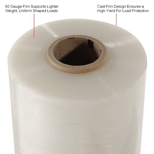 Machine Length Stretch Wrap, Cast, 60 Gauge, 20"Wx6000'L, Clear