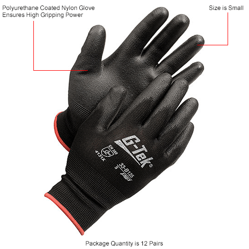 PIP® 33-B125/S G-Tek® GP™ General Duty Nylon Glove, Polyurethane Coated ...