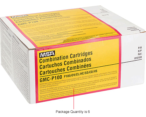 MSA Comfo® Respirator Cartridges, Organic Vapor/Acid Gas/P100, 6/Box ...