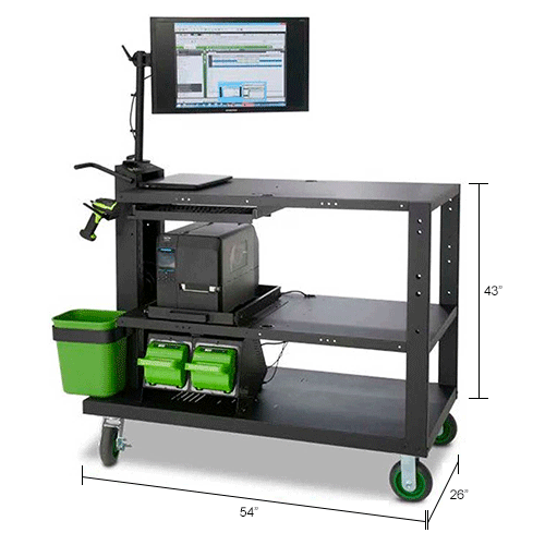 Newcastle Systems PC Series Mobile Powered Workstation, 54"W x 26"D, 300AH SLA Battery