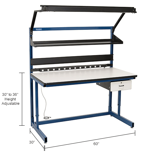 Global Industrial™ Bench-In-A-Box Cantilever Workbench, ESD Laminate ...
