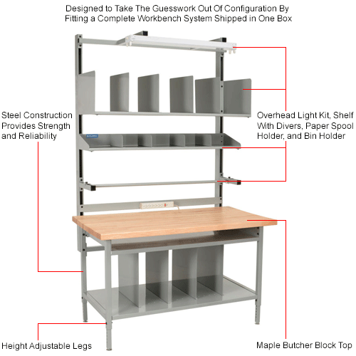 Global Industrial™ Bench-In-A-Box Packing Workbench, Butcher Block Eased Edge, 60"W x 30"D