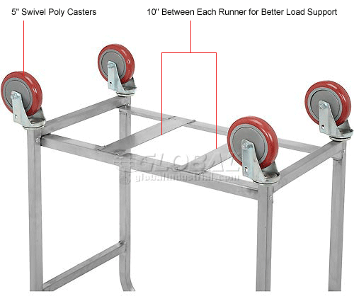 Winholt Mobile Stainless Steel Lug Cart SS-L-2 Capacity 2 Lug, 25"L x ...
