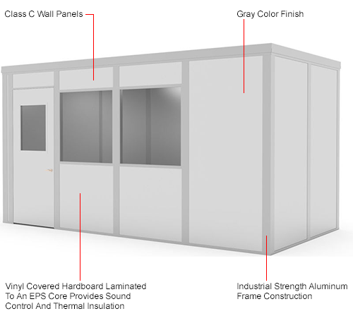 Global Industrial™ Modular Inplant Office W/2 Windows, Class C, 8'Wx16 ...