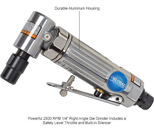 Global Industrial™ Right Angle Die Grinder, 1/4" Air Inlet, 25000 RPM