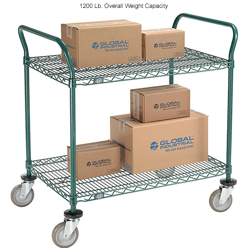 Nexel® Utility Cart, 2 Shelf, Poly-Green®, 36"L x 24"W x 39"H ...