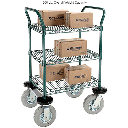 Nexel® Utility Cart, 3 Shelf, Poly-Green®, 24"L x 18"W x 42"H ...