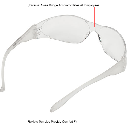 MCR Safety CL110 Crews Checklite Safety Glasses, Clear Lens, Clear ...