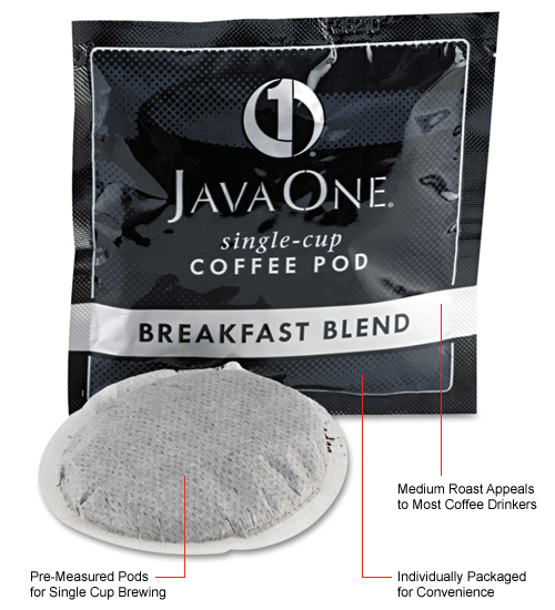 Java One® Breakfast Blend Coffee Pods, Regular, Single Cup, 0.3 oz. 14 ...