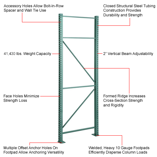 Steel King® SK2000® Boltless Pallet Rack - 42"W X 240"H Upright Frame ...