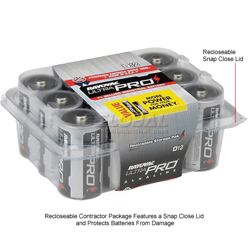 Rayovac® Alkaline Ultra Pro™ D 12 Battery Contractor Pack - Pkg Qty 12