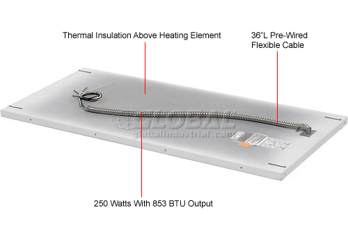 TPI Radiant Ceiling Panel CP122 24"L x 24"W 250W 120/240V