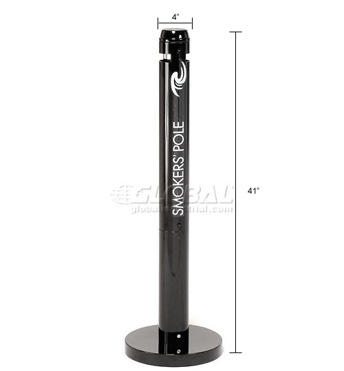 Rubbermaid® Smokers Pole, Black 4"Dia. x 42-1/2"H, FGR1BK