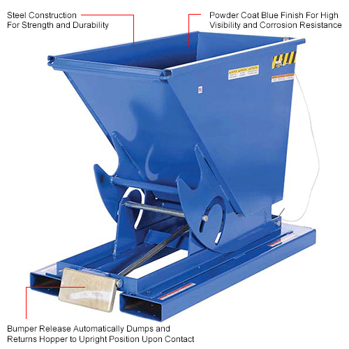 Steel Self-Dumping Forklift Hopper W/ Bump Release, 1/3 Cu. Yd., 6000 ...