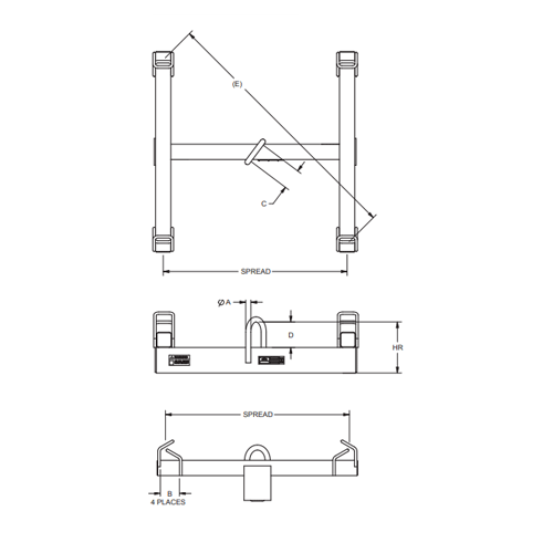 M&W Lifting Beam Bulk Container | 36" Spread - 4000 Lb. Capacity