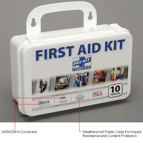 Pac-Kit® Weatherproof Plastic ANSI Plus Pac-Kit® #10 First Aid Kit