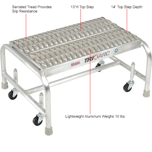 1 Step Mobile Aluminum Step Stand w/ Grip Strut Top Step & 24"W ...