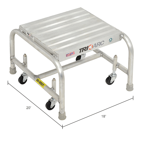 1 Step Mobile Aluminum Step Stand w/ Solid Ribbed Top Step & 16"W ...