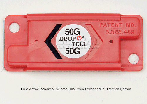 Drop N Tell® Impact Indicators For Electronic Equipment, 25G Range, Red ...