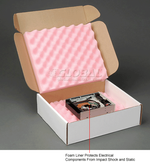 Anti Static Foam Shippers, 14"W x 12"L x 4"D, White - Pkg Qty 12